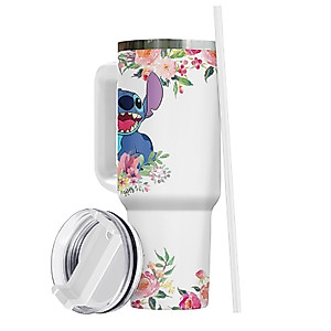 GEPOSTORE Blue Alien 40 Oz Tumbler With Lid Stainless Steel, Cute Cartoon Movie Character Tumbler, Birthday Gifts for Movie Lovers