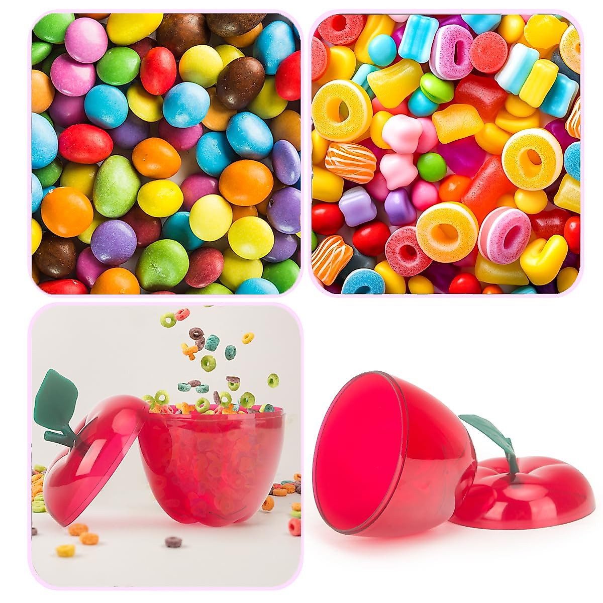 heffiso Apple Shape Cookie Jars, Apple Shaped Container, Plastic Candy Containers, Festival Cookie Container Set for Christmas Decoration, Lovely Candy Cookie Jar (6 in Red)