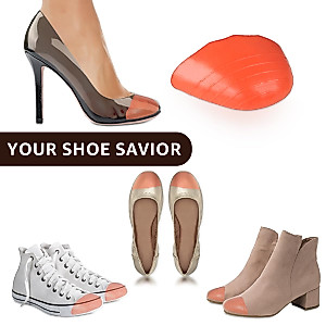 Dr. Shoesert Shoe Filler Inserts for Loose Shoe, Toe Cushion Fillers Make Shoes Fit, Half-Size Insoles Adjust Shoe Too Big for High Heels, Dress Shoes, Casual, Flats 2 Pairs (Orange - Round)