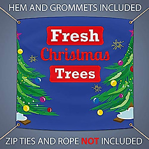 BANNER BUZZ MAKE IT VISIBLE Fresh Cut Christmas Tree Banner, Heavy Duty 11 Oz Vinyl, Advertising Banner Sign with Metal Grommets & Hemmed Edges, Perfect for Outdoor Home Garden Decor (3' X 2')