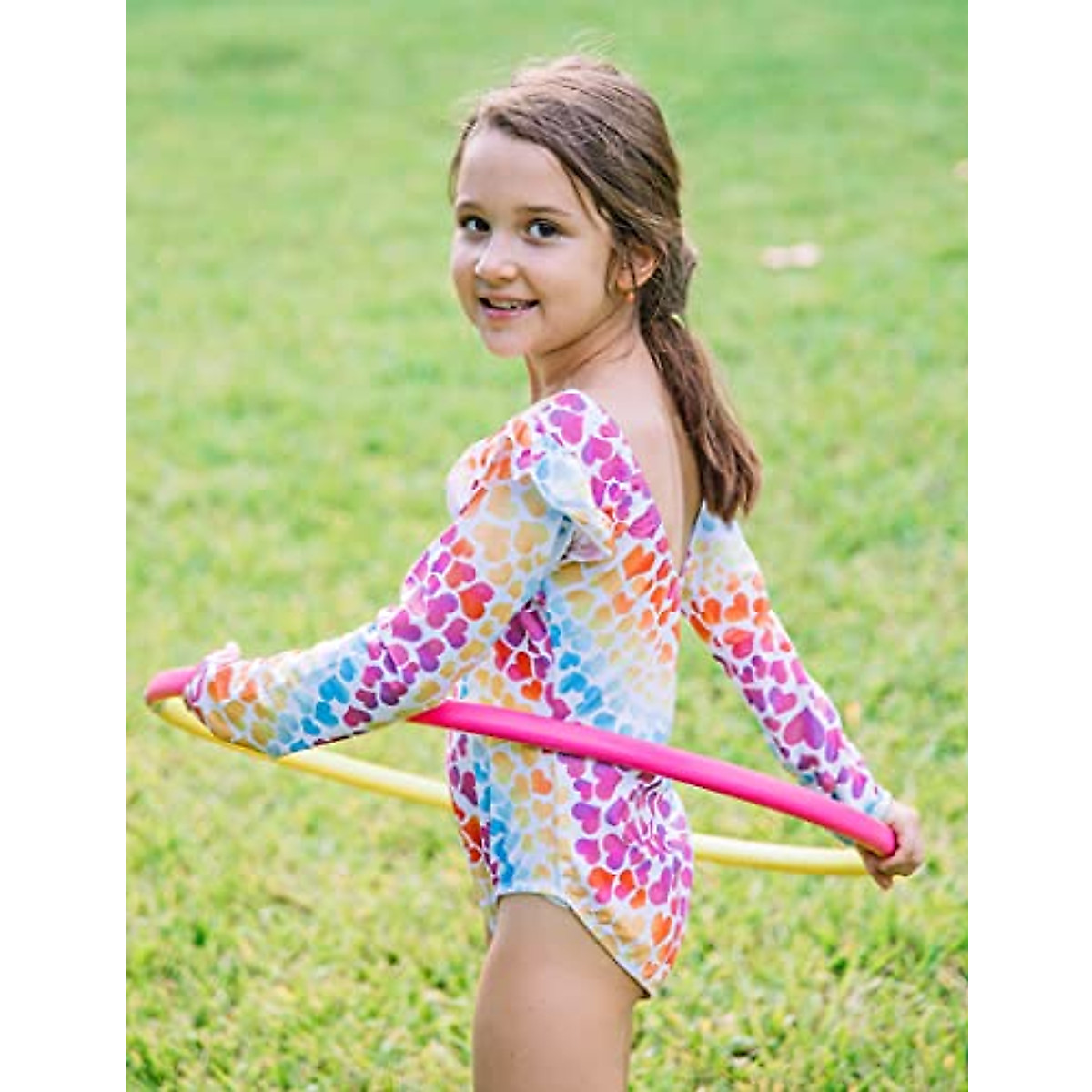 Arshiner Girls Gymnastics Leotards Ruffle Long Sleeve Shimmer Ballet Unitard Dancewear for 3-10 Years