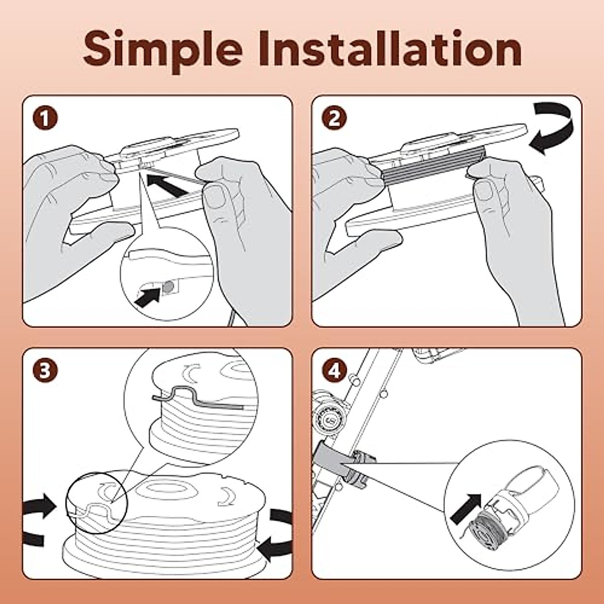 PETOX WA0010 Trimmer Line Spools Replacement for Worx Weed Eater, 0.065 inch Autofeed Trimmer Line String Refills Compatible with Worx Cordless String Trimmers (9 Line Spools+2 Cap)