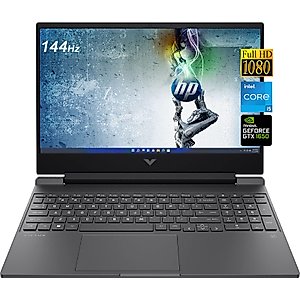 HP Victus Gaming Laptop, 15.6 Inch FHD Display, NVIDIA GeForce GTX 1650, Intel-Core i5-12450H, 8GB RAM, 512GB SSD, 144 Hz Refresh Rate, WiFi 6, Win 11, Bundle with JAWFOAL