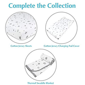 American Baby Company New Baby Welcome Kit with Thermal Cotton Swaddle Blanket & Fitted Crib Sheet, Super Stars, for Boys and Girls