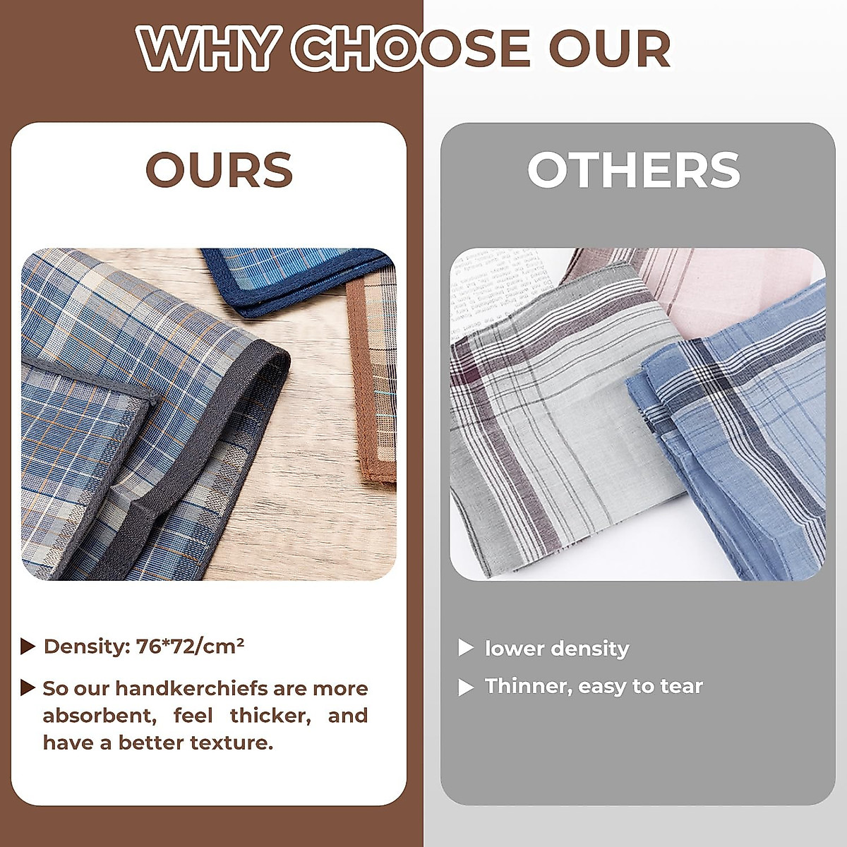 Ohuhu Men's Handkerchiefs Cotton, Handkerchief Mens Hanky