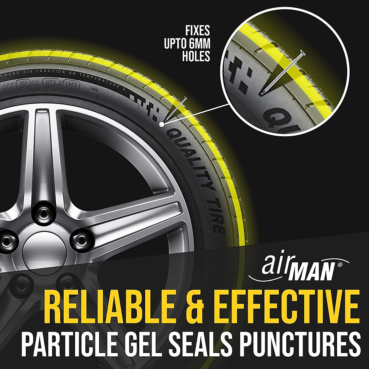 AIRMAN Tire Repair Sealant 450ml UNIBOTTLE - Tire Repair Sealant Can Be Used with Any Compressor