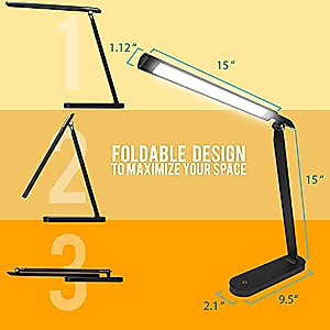 AULTRA LED Desk LAMP Light - Touch Control Desk Lamp with Multiple Brightness Level - Lights for Bedroom, The Office Desk, Reading Lamps, Bedside Table and Standing Desk (Black)