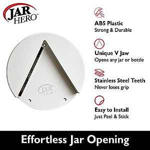 Jar Hero - Under Cabinet Jar Lid & Bottle Opener - Opens Any Size Jar - Effortless Jar Opener For Weak Hands & Seniors with Arthritis