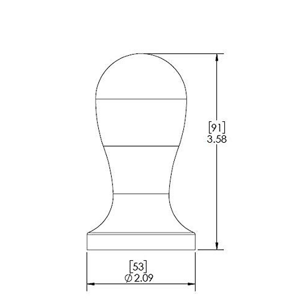 Krome Dispense 53 mm Stainless Steel Round Handled Krometamp Coffee Tamper, Barista Flat Base Style- C2279