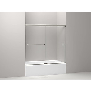 KOHLER Revel sliding bath door, 55-1/2"H x 56-5/8 – 59-5/8"W, with 1/4" thick Crystal Clear glass
