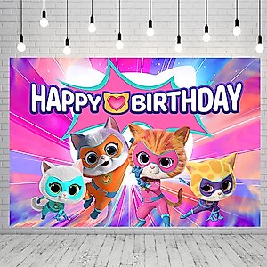 Superkitties Backdrop for Birthday Party Supplies 59x38in Cat Banner for Baby Shower Birthday Party Decoration