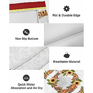 Fall Outdoor Patio Rugs Sunflower Pumpkin Maple Leaf Outdoor Area Rug Harvest Wreath Non-Slip Backyard/Camping RV Rug/Deck/Porch Rug Front Door Floor Mat Carpet,5x8ft,