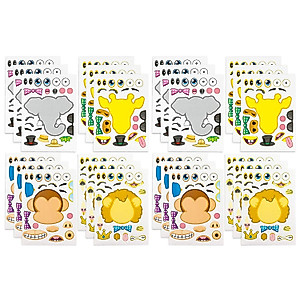 Kicko Make-A-Zoo Animal Sticker Sheets - 24 Pack - for Kids, Arts, Parties, Birthdays, Party Favors, Crafts, School, Daycare, Etc.