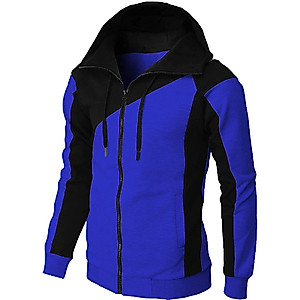 Muscularfit fall sweatshirts Hoodies for Men Zip Up With Designs Causal Color Block Pullover Crewneck Sweatshirts Slim Fit Workout Sport Shirt graphic hoodies y2k plus size Blue S