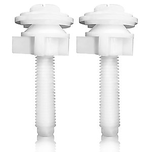 BLMHTWO 2 Pieces Toilet Seat Bolts and Nuts, Toilet Seat Screws Replacement Toilet Seat Bolts Includes Nuts and 28mm Gasket Plastic Toilet Seat Replacement for Most Toilet Seats (White)