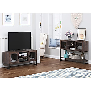Spirich 48" Composite TV Stand, Fits TVs Up to 48 "with Metal Mesh Doors,Walnut