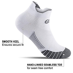 Compression Running Socks (6 Pairs) for Men and Women, Low Cut No Show Running Ankle CompressionSocks with Arch Support for Plantar Fasciitis, Cyling, Athletic, Flight, Travel, Nurses. White S/M