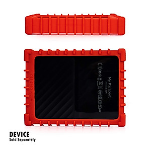getgear Silicone External Hard Drive Bumper Case for WD My Passport, My Passport for Mac Portable External Hard Drive, 1TB, 2TB (0.54" Height), Strong-Shock Absorbing, Slip-Resistant (red)