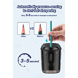 Electric Pencil Sharpener Helical Blade Heavy-Duty RIYO Pencil Sharpeners Battery Operated for No.2/ (6-8mm) Pencils with Auto Start & Cleaning Brush for School/Classroom/Office/Artist Studio