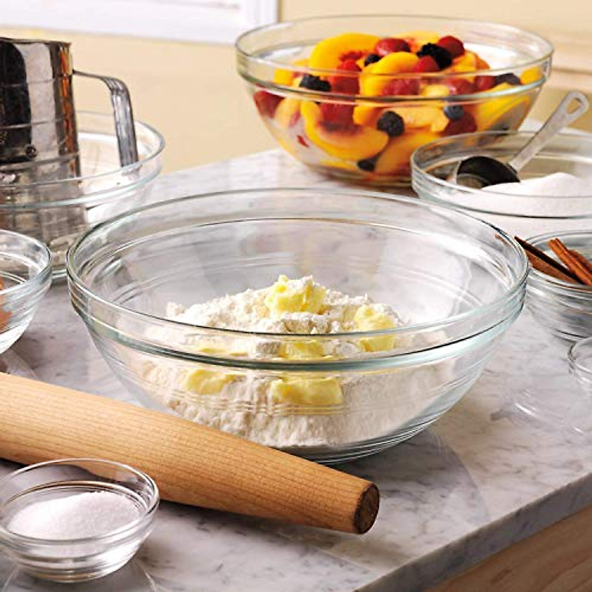 HomeHouseware Duralex Lys Stackable Glass Bowls with a Polishing Cloth