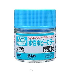 Mr. Hobby Gloss Light Blue Aqueous Color 10ml Bottle # H45 - Model Building Paints and Tools # H45