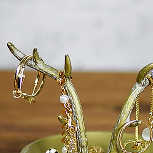 LuHeToz Antique Gold Metal Ring Holder with Antler,Vintage Trinket Dish, Gifts for Women,