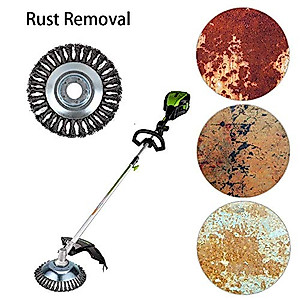 8 Inch Wire Wheel Brush Trimmer, Replacement Garden Grass Weed Lawn Mower Weeding Tray with 1 Inch (25mm) Hole for Rust Removal Paving Stone Pavement Joints or Driveway