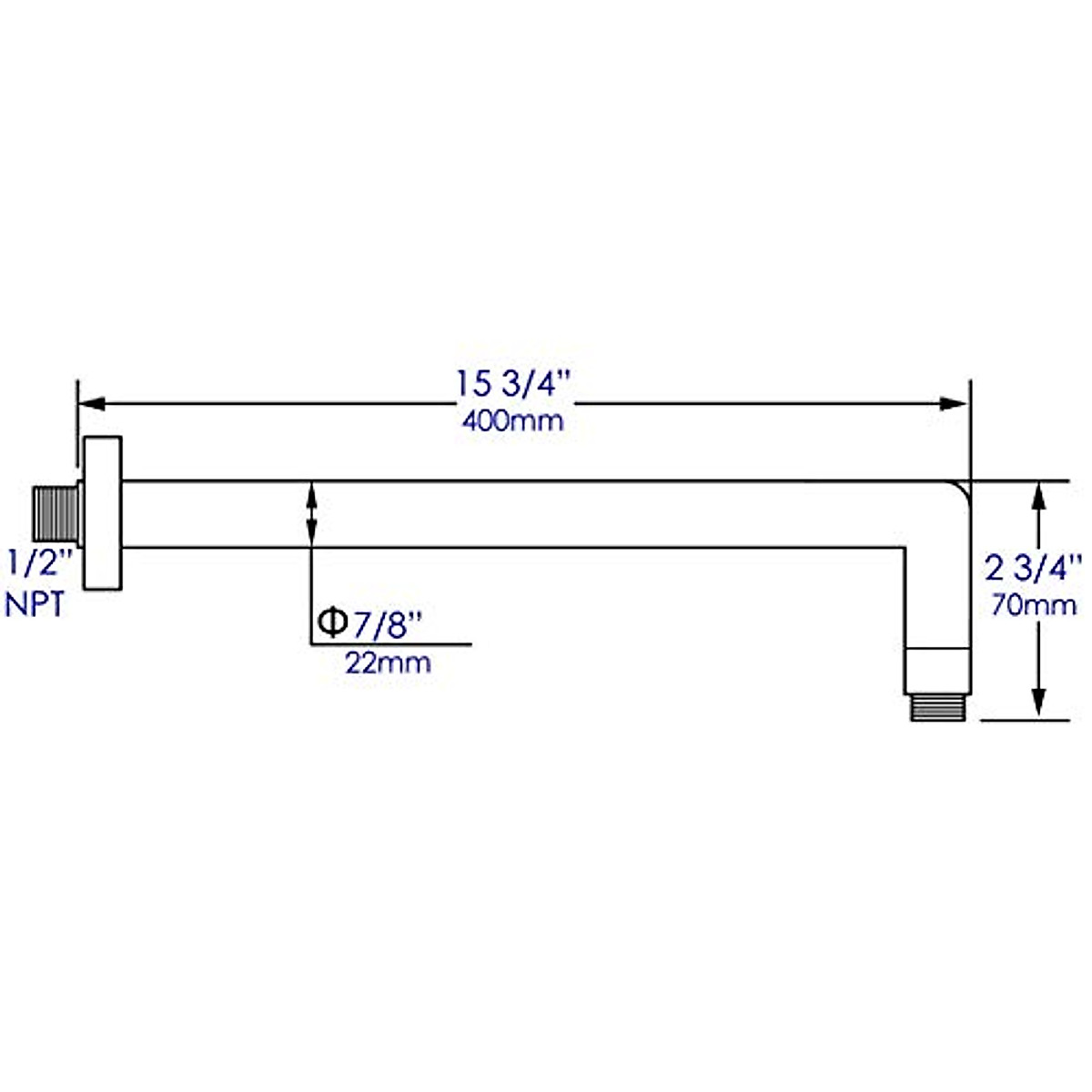 ALFI brand ABSA16R-BM Shower Arm, Black Matte