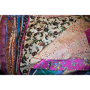 40 Qty 12"X12" Lot 100% Pure Silk Print Vintage Sari Fabric remnants Scrap Bundle Precut Fabric Squares for Craft Patchwork
