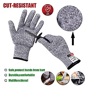 Oyster Shucking Knife -High Performance Level 5 Protection Food Grade Cut Resistant Gloves Stainless Steel Clam Shellfish Seafood Opener (1 pair gloves + 2 knives)(S)