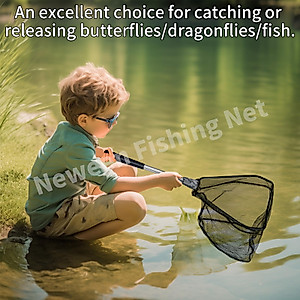 Fishing Net, Foldable Collapsible Telescopic Fish Landing Net, Durable Nylon Material Mesh Landing Net for Easy Catching or Releasing for Trout 55cm