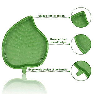 2 Pieces Leaf Reptile Food Water Bowl Plate Dish for Tortoise Corn Snake Crawl Pet Drinking and Eating, 2 Sizes