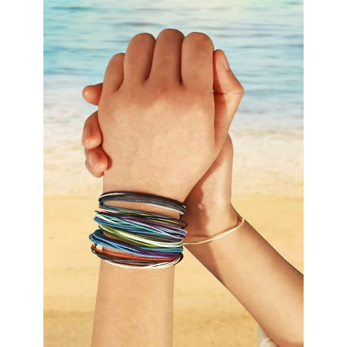 String Bracelets for Teen Girls Waterproof Boho Surfer Bracelets Summer Beach Rope Bracelets for Women Holiday Gifts for Girls Ocean Wave Anklet Bracelet Handmade Friendship Bracelet Birthday Gifts(24 Pcs String Bracelets)