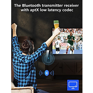 FMIIFMS Bluetooth 5.0 Adapter 3.5mm Jack Aux Dongle, 2-in-1 Wireless Transmitter Receiver for Car,TV Audio,Headphones,Speakers,Projector