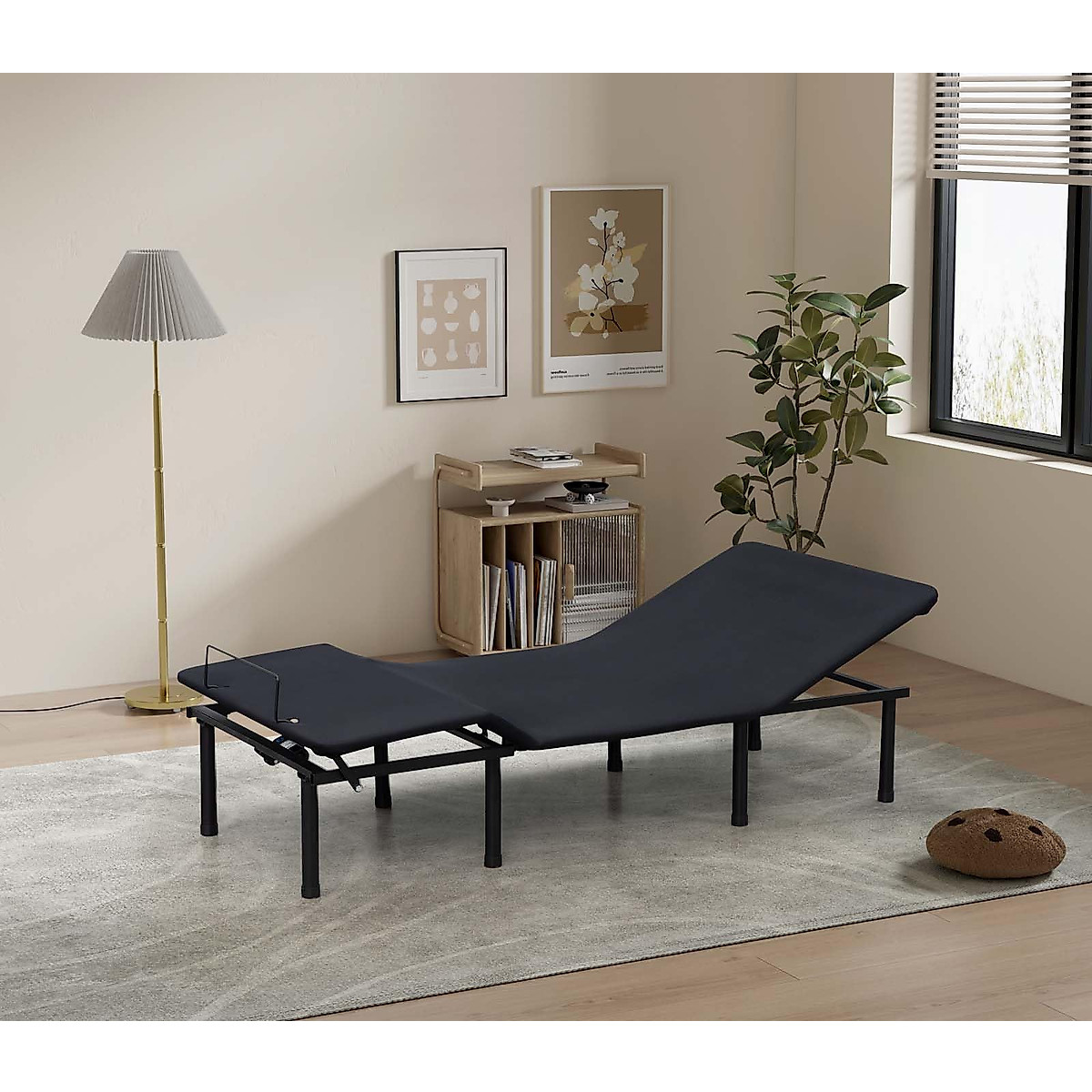 FTOPBTB Twin XL Electric Metal Adjustable Bed Base Frame, Ergonomic Folding Bed Base with Motorized Head Foot Incline, Advanced Smooth Silent Operation, Quick and Easy Assembly, Black