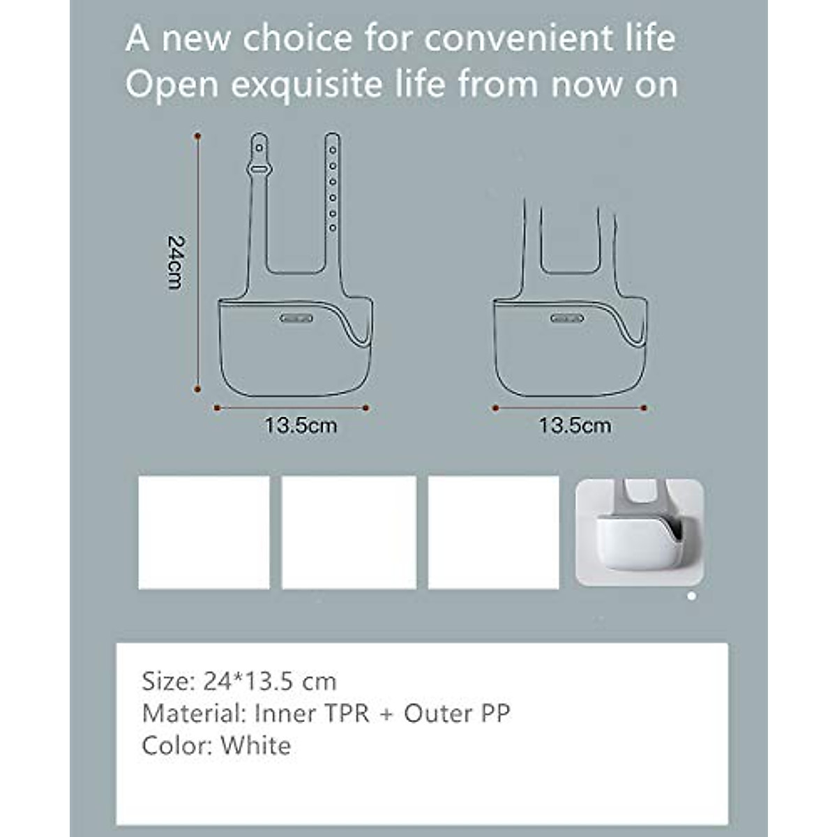 Kitchen Sink Caddy Sponge Holder, Double-deck Plastic Soap Holder Hanging Ajustable Strap Faucet Caddy with Drain Holes for Drying and Organizer