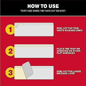 Window Fly Traps by Catchmaster - 12 Count, Ready to Use Indoors. Insect, Bugs, Fly & Fruit Fly Glue Adhesive Sticky Paper - Waterproof Easy Application Ready Disposable Non-Toxic