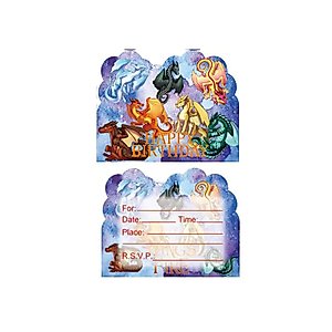 20 Pcs Wings of Fire Birthday Party Invitation Cards for Kids Birthday Party Supplies