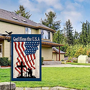 Baccessor God Bless America Patriotic Garden Flag Double Sided, Memorial Day 4th of July Independence Day American Star and Strip Yard Flag Outdoor Outside Holiday Decoration 12 x 18 Inch
