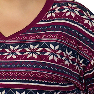 Nautica Women's 2 Piece Fleece Pajama Sleepwear Set (Medium, Purple)