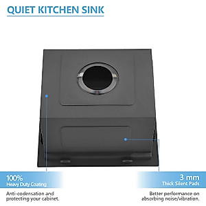 15 Black Stainless Steel Drop In Kitchen Bar Sink, Scamall 15X15X9 Inches Topmount Small Bar Sink - 16 Gauge Black Stainless Steel Workstation Kitchen Bar Sink SM021-1SBG