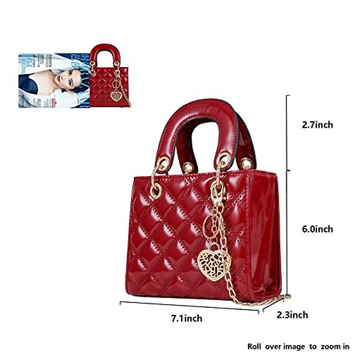 AyTotoro Purses and Handbags for Women Fashion quilted Ladies PU Leather Top Handle Chain Satchel Shoulder Tote Crossbody Bag (small red)