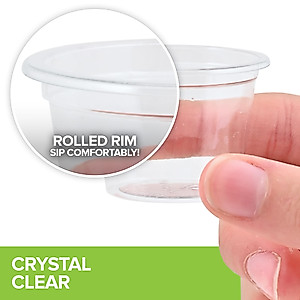 Stock Your Home 100 Pcs Clear Commercially Compostable Shot Glasses 1 oz, Plant Based Eco Disposable Shot Cups for Jello, Sauce, Condiments, Environmentally Friendly