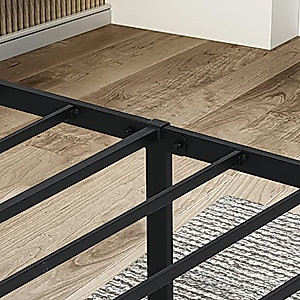 Metal Platform Bed Frame Queen Mattress Foundation Heavy-Duty Steel Slat Noise-Free Support with Headboard & Foot Board NO Boxing Spring Needed Under-Bed Storage Easy Assembly, Queen