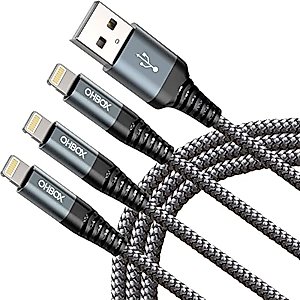 ohbox Heavy Duty 6FT 3Pack iPhone Charger Cable, 6 Foot Lightning Cable Braided Fast Charging Cords Compatible with iPhone 14/13/12/11/Pro/Max/Mini/X/Plus/8/7/6/5S/SE/Plus/iPad