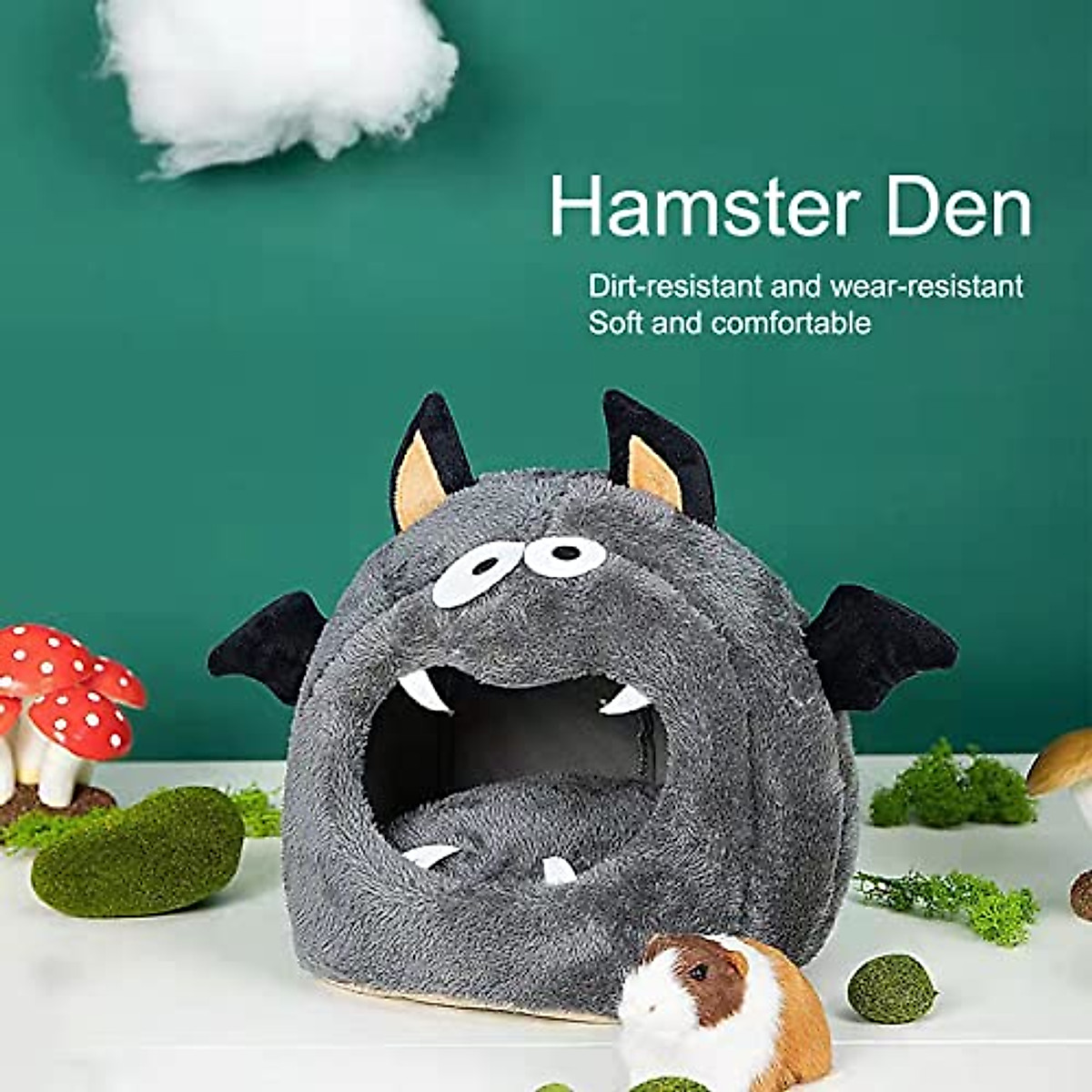 leasote Hamster Sleeping Bed, Bat Shaped Lovely Small Pet Sleeping House Soft Nest Warm Bed Cage for Guinea Pigs Hamsters Ferrets Dwarf Rabbits Rats Hedgehogs Chinchilla Grey