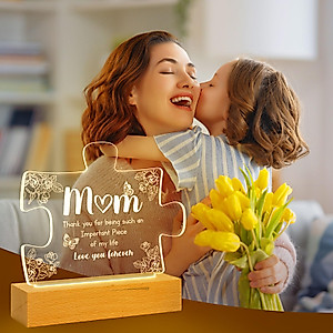 Gifts for Mom - Birthday Gifts for Mom Engraved Night Light Lamp, Mom Christmas Gifts with Wooden Base, Mom Gifts from Daughter Son, Presents for Mom Mother, New Mom, Mother in Law, Ideas
