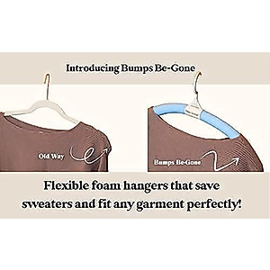 Feel Kozi No Bumps Hangers - Sweater Hangers No Shoulder Bump - Padded Hangers and Foam Hangers for Wet Clothes - No Slip Hangers for Jerseys - Flexible, Bendable