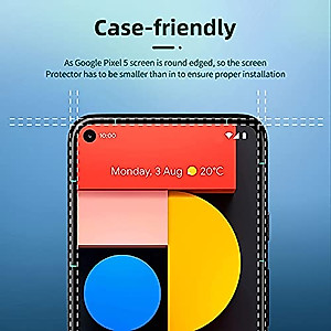 NEW'C Pack of 3, Glass Screen Protector for Google Pixel 5 5G, Anti-Scratch, Anti-Fingerprints, Bubble-Free, 9H Hardness, 0.33mm Ultra Transparent, Ultra Resistant Tempered Glass