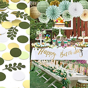 Sage Green Gold Birthday Party Decorations Paper Fans Paper Lanterns Sage Green Gold Scatter Table Decoration for Girls Women Birthday Sage Green Nature Baby Shower Party Decoration